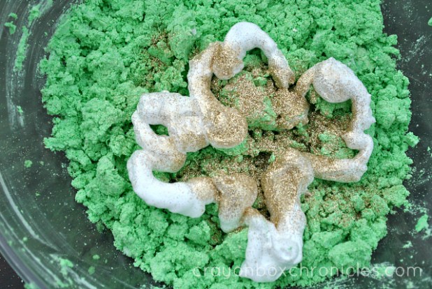 Shamrock Foam Dough Hidden Shapes Tray – Crayon Box Chronicles